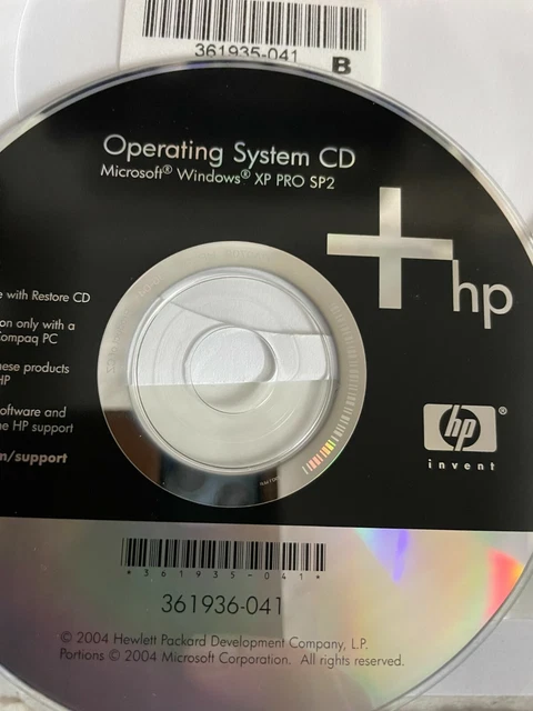 MICROSOFT WINDOWS XP Professional CD ohne Key incl. SP2 HP deutsch EUR ...