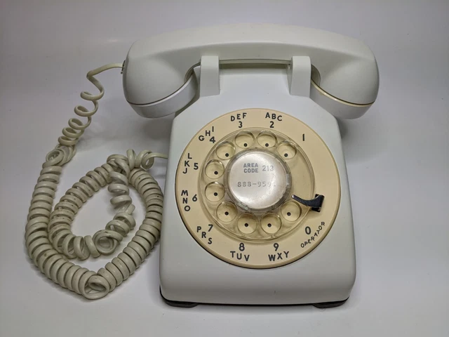 VINTAGE ROTARY DIAL Telephone Western Electric Bell System 500DM White ...