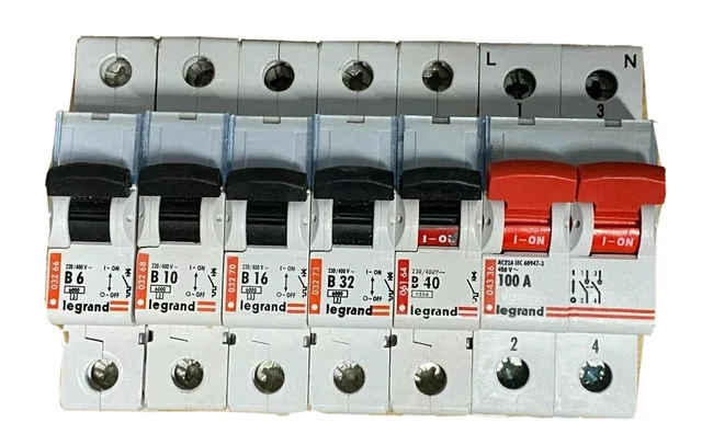 LEGRAND & TENBY MCB + RCD + 3 interrupteurs principaux 4 pôles type B C ...