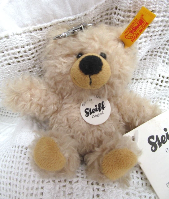 GENUINE STEIFF CHARLY Teddy Bear Keyring Bag Clip Soft Plush Toy 12cm ...