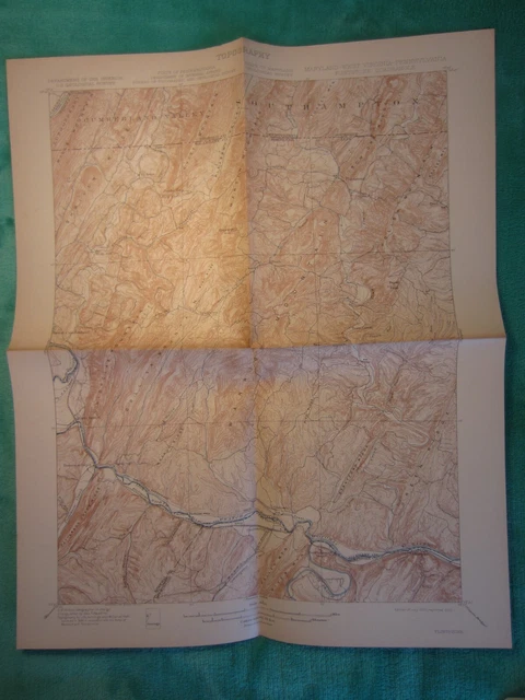 VTG~1922~TOPOGRAPHY MAP~FLINTSTONE MD/W.VA/PA~20 x 16~Cumberland Valley ...