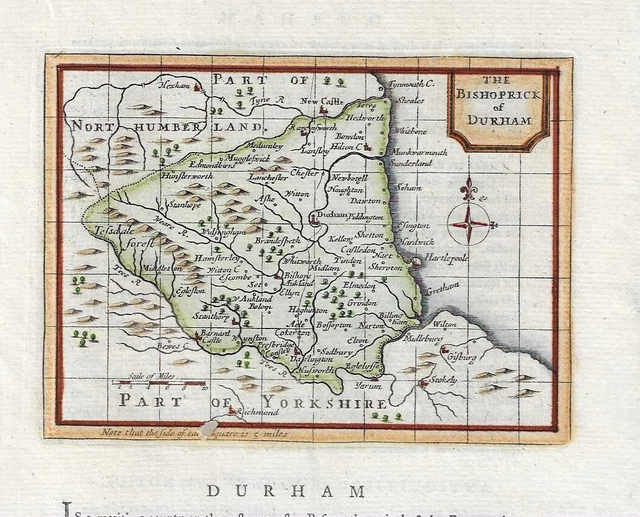 DURHAM, THE BISHOPRIC, 1784 county map, genuine antique 238 years old ...