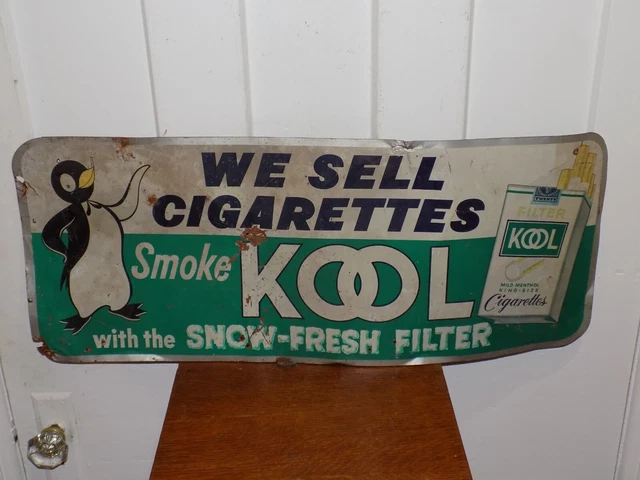 VINTAGE SMOKE KOOL Cigarettes Tin Advertising Sign $160.00 - PicClick