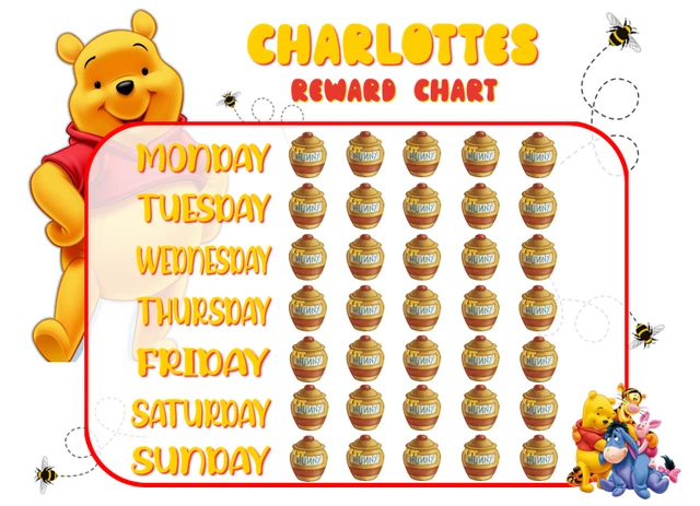 PERSONALISED DISNEY WINNIE the Pooh Reward Chart Poster and Sticker ...