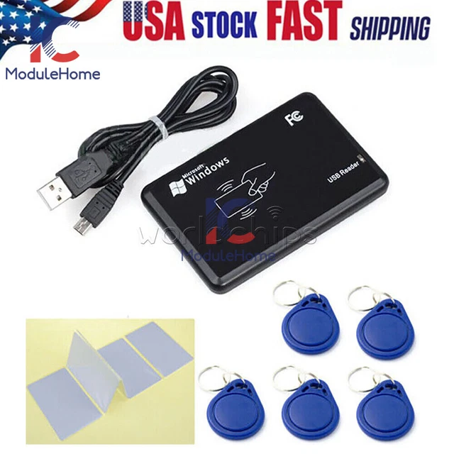 SMART USB RFID IC/ID Card Reader NFC Read 13.56MHz 125KHz+Card+Key Tag ...