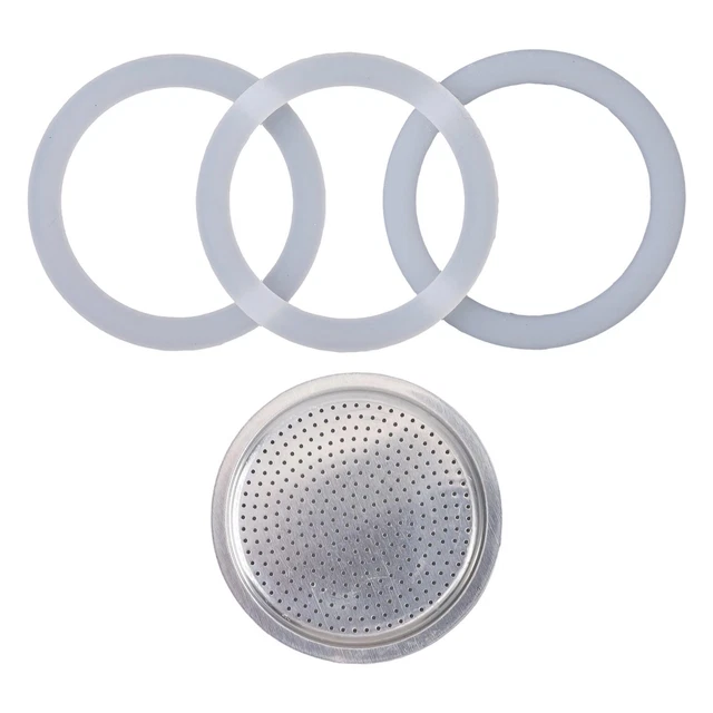 GASKET SEAL REPLACEMENT Kit for Moka Pots Includes Metal Brewing Filter ...