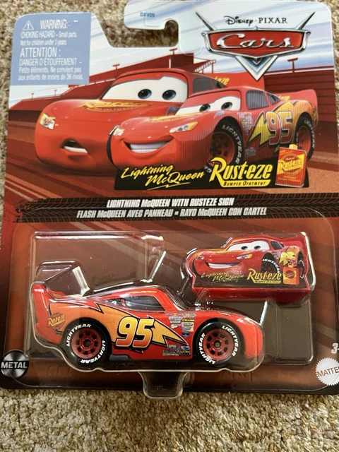 DISNEY PIXAR CARS LIGHTNING McQUEEN WITH RUSTEZE SIGN £7.99 - PicClick UK