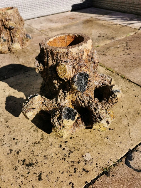 PAIR OF ANTIQUE Tree Stump Planters, Victorian/Edwardian Grotto Ware ...