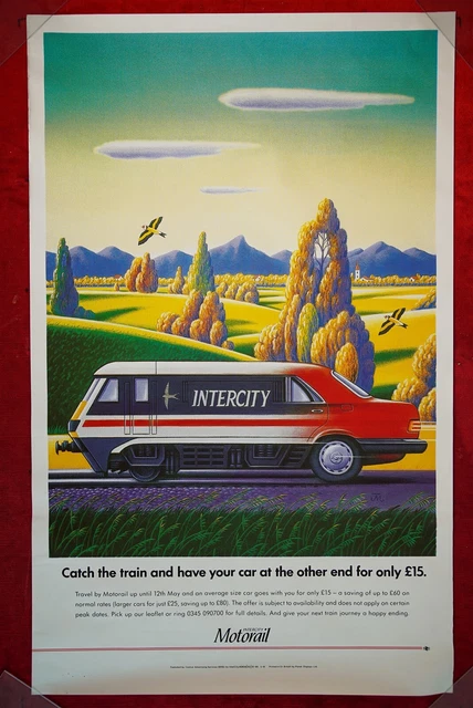 MOTORAIL INTERCITY RAILWAY Br Poster Dr Train & Car Artwork Jm Original ...