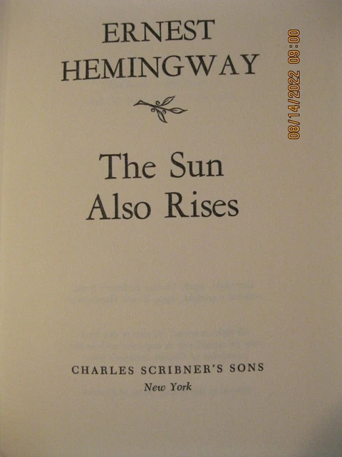 THE SUN ALSO Rises by Ernest Hemingway 1954 renewal Vintage Book ...