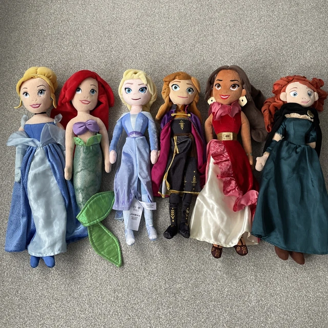 DISNEY STORE PLUSH Princess Dolls Bundle. Cinderella, Anna, Elsa, Elena ...