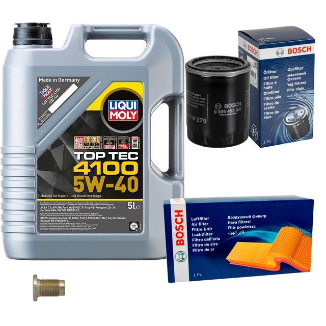BOSCH INSPECTION SET 5 LIQUI MOLY Top Tec 4100 5W-40 pour Fiat Bravo II ...