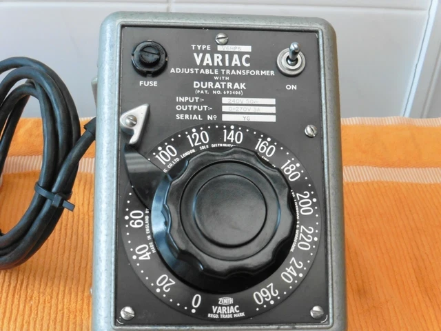 ZENITH VARIAC VARIABLE Transformer 3 Amp, 0V-270 Volts AC, Type VH6PS ...