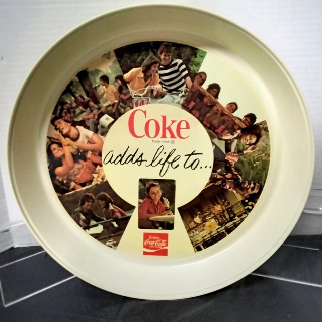 VINTAGE COCA COLA Coke Adds Life To Plastic Serving Tray 1970's 13" £14 ...
