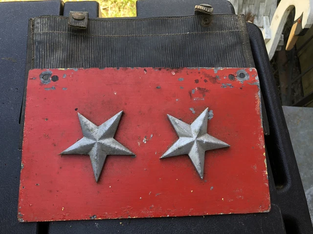 VINTAGE TWO STAR General Military Identification Metal Placard $50.00 ...