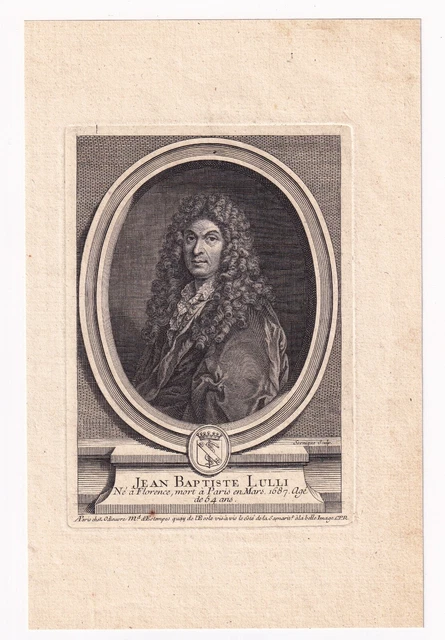 PORTRAIT XVIIIE JEAN Baptiste Lully Compositeur Giovanni Battista Lulli ...