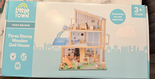 LITTLE TOWN 3 Storey Wooden Dolls House New Boxed Sealed £55.00 ...