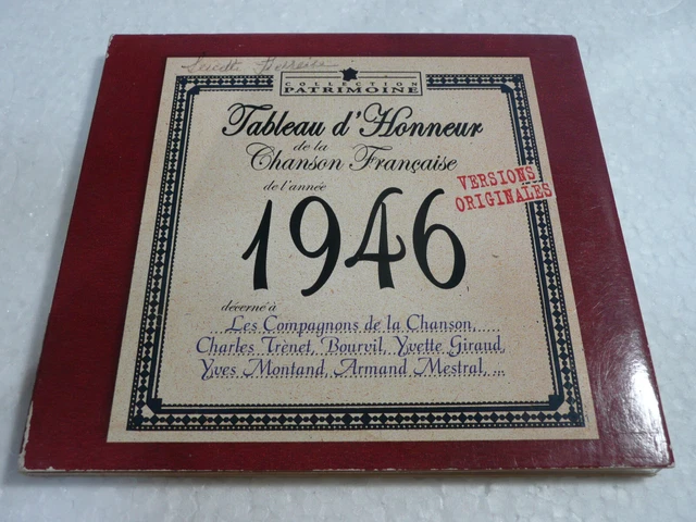 CD 1946 TABLEAU D'HONNEUR DE LA CHANSON FRANCAISE / 20 TITRES EtgB EUR ... CD 1946 TABLEAU D'HONNEUR DE LA CHANSON FRANCAISE / 20 TITRES EtgB EUR ...