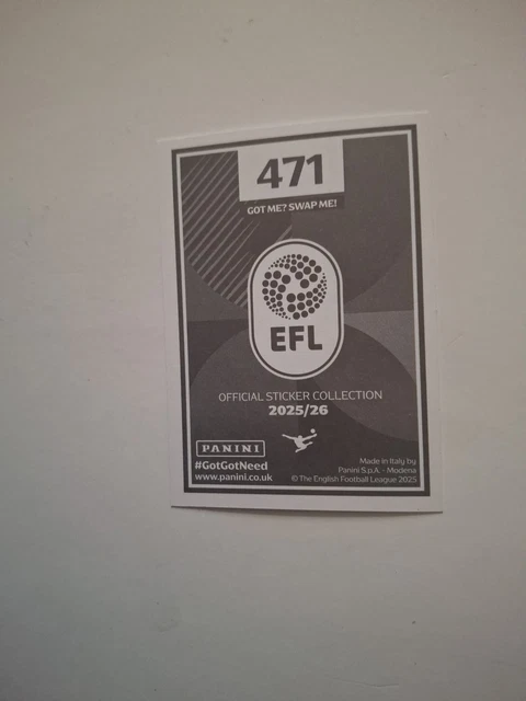 PANINI EFL 2025 26 Sticker Sam Smith No 471 Mint £1.44 - PicClick UK
