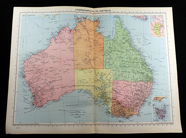 WW2 MAP COMMONWEALTH of Australia Sydney Victoria Wartime War Geography ...