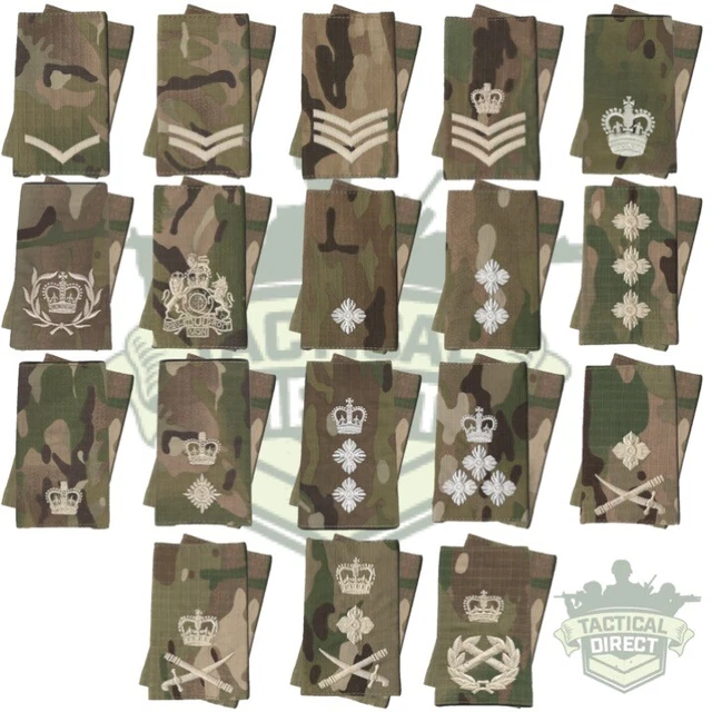 PAIR OF MTP Camo Rank Slides Epaulettes Ivory Thread British Army All ...