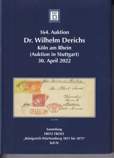 CATALOGO AZIONI DR. Derichs 2022 collezione Fritz Trost ""Württemberg ...