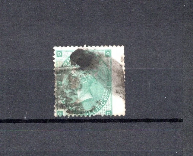 BRITISH QUEEN VICTORIA old stamp 1/ green SG90 wing margin Emblems ...