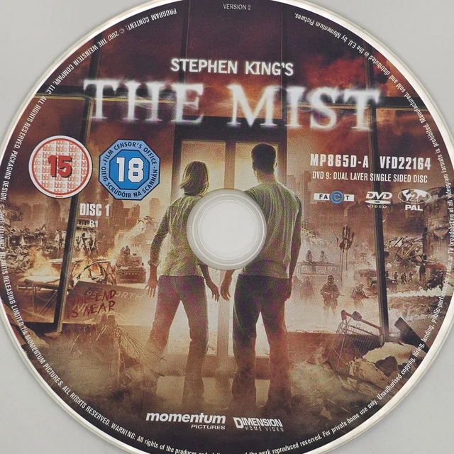 STEPHEN KING'S THE Mist DVD Film Disc 1 PAL Dual Layer Horror Thriller ...
