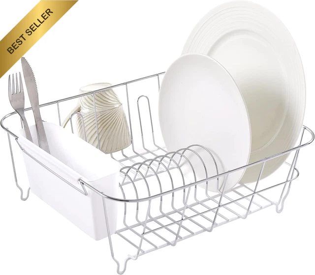 2 PIECE WHITE Dish Drying Rack Set with Utensil Holder 14.5" x 13" $59. ...