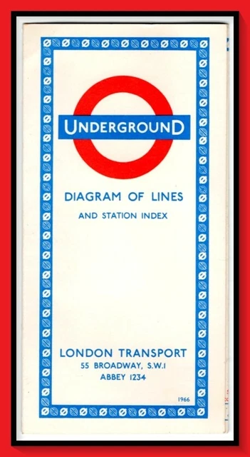 1966 LONDON TRANSPORT Underground Map Diagram of Lines Station Index ...