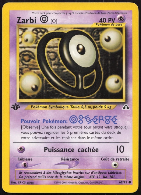 CARTE POKÉMON ZARBI O 69/75 Edition 1 Neo Discovery Français EUR 24,90 ...