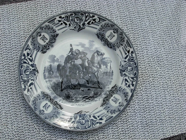 ASSIETTE PARLANTE ANCIENNE signé BOCH Napoléon Mort de Desaix à Marengo ...