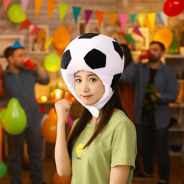 SOFT CARTOON HEADGEAR Cap Funny Football Shape Hat Dress Up Photo Props ...