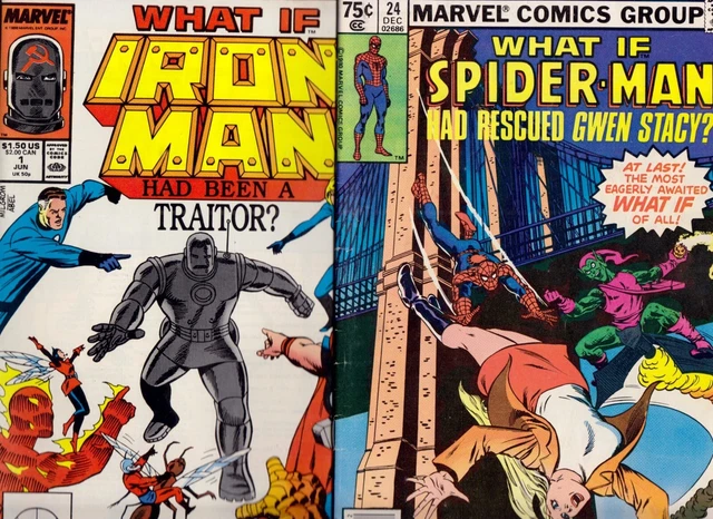 WHAT IF? #1 24 FN Spider-man Gwen Stacy Iron Man Steve Ditko bronze age ...