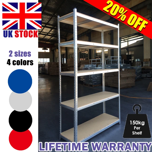 HEAVY DUTY RACKING Garage Shelves 5 Tier Storage Shelving Unit Steel ...