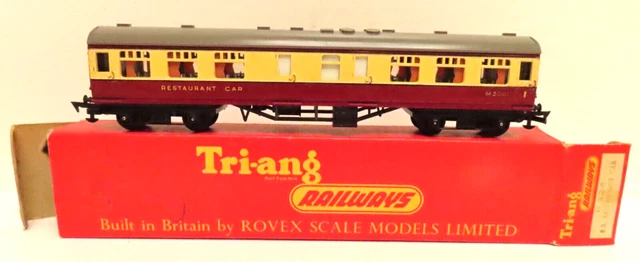 VINTAGE TRIANG OO R224 Br Restaurant Car M2001 Maroon Cream Carriage ...