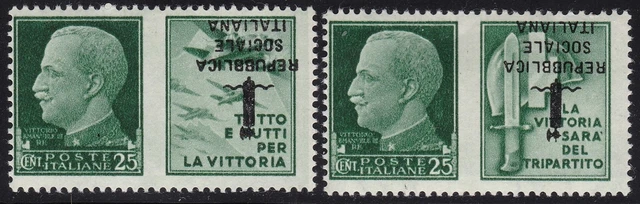 1944 REPUBBLICA SOCIALE Italienne, Propagande de Guerre N.27Aaa / 28Aaa ...
