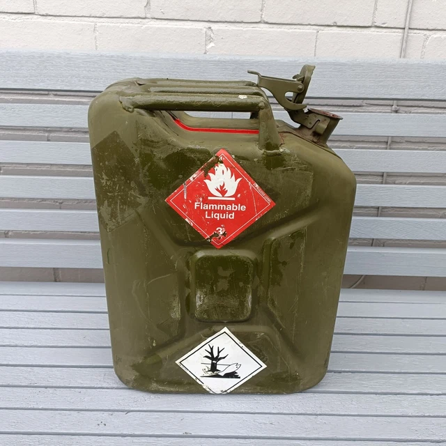 BRITISH ARMY 20 litre steel jerry can 1996 fuel can. Petrol Diesel etc ...