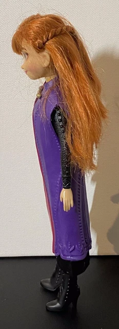 DISNEY FROZEN ANNA Fashion Doll Red Hair Blue Eyes Purple Jacket Black ...