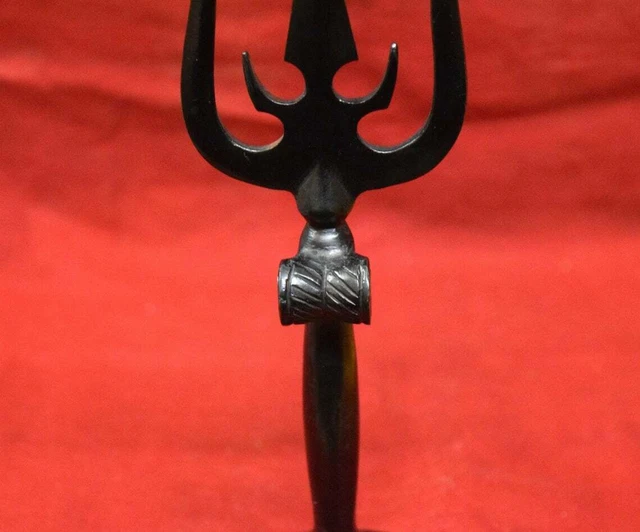 BRASS TRIDENT FORK Lord Shiva Trishul Table Statue Temple Decor ...