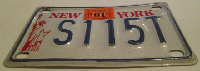 VINTAGE NEW YORK State Motorcycle License Plate Sticker Statue Of ...