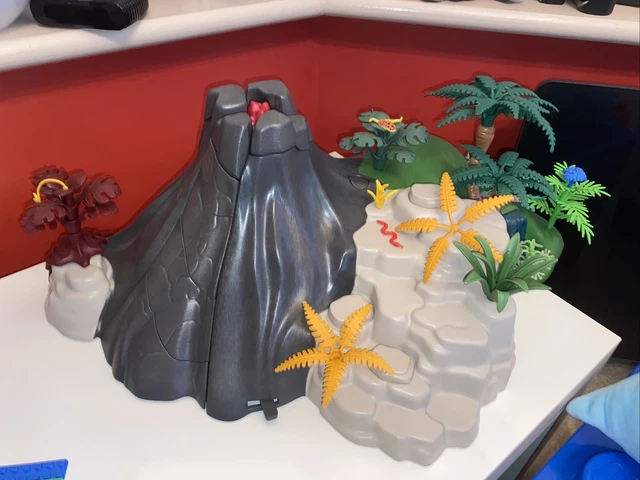PLAYMOBIL DINOS 5230 Dinosaur Playset Exploding Volcano T-Rex Rare ...