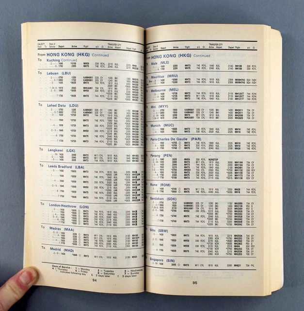 MALAYSIA AIRLINES TIMETABLE Winter 1996/97 Mh Malaysia Boeing 777 £14. ...