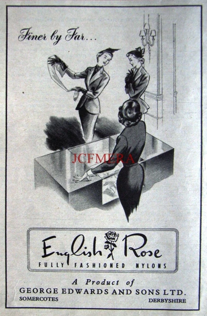 ENGLISH ROSE FULLY Fashioned Nylon Stockings Advert - Small 1952 Print ...