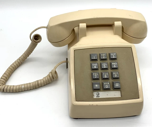 VINTAGE DESK PHONE Cream Beige Push Button Dial Western Electric VGC ...