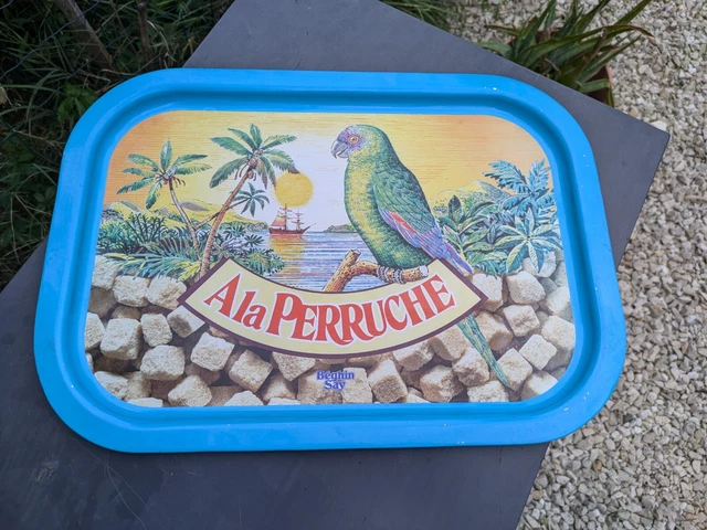 JOLI PLATEAU EN Métal Publicitaire "A La Perruche" Beguin Say, Motif ...