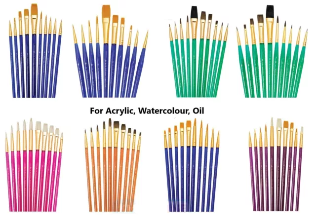 SABLE CAMEL HOG Taklon Artist Royal Brush Sets Oil Watercolour Acrylic ...