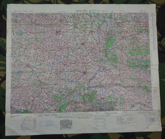 WW2 (MAY 1944) RAF / Army map "AMIENS - MONS" + ARRAS, COMPIEGNE ...