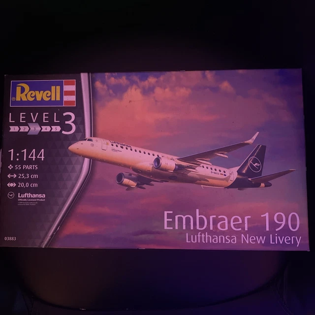 REVELL EMBRAER 190 Lufthansa New Livery Passenger Plane Model Kit 1:144 ...