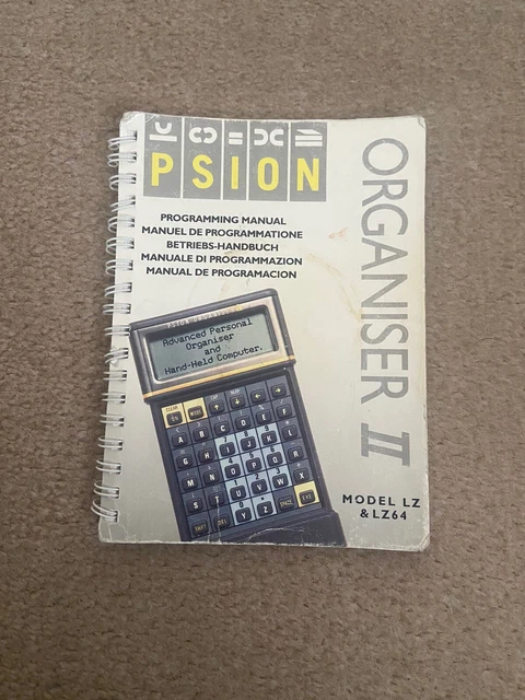 MANUAL DE PROGRAMACIÓN Psion Organiser 2 modelo LZ y LZ64 falta cubierta trasera EUR 1,17 ...